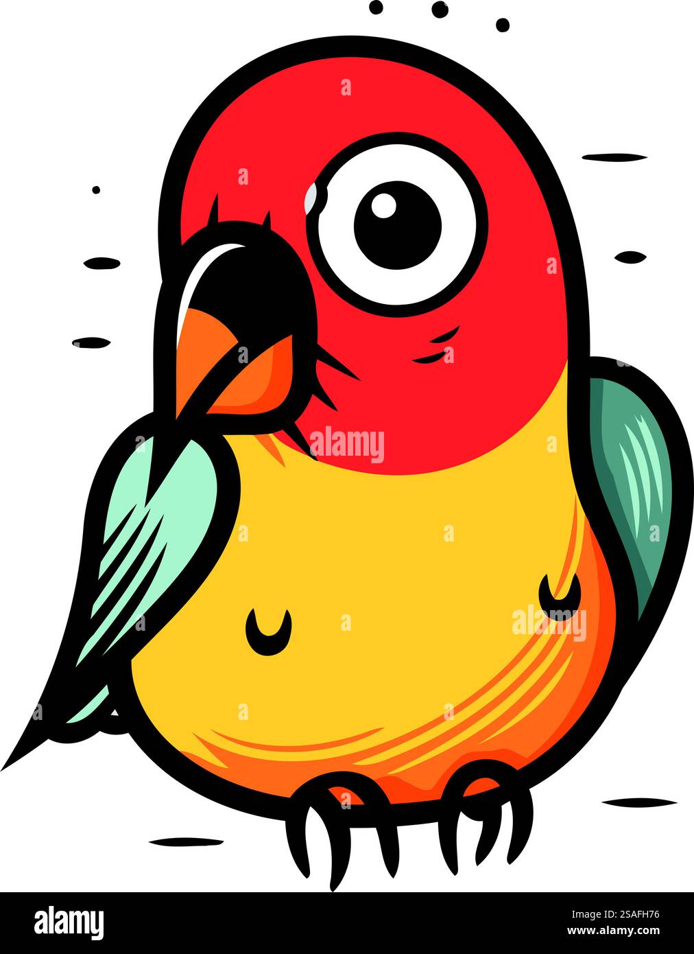 Vector illustration of cute red parrot. Isolated on white background ...