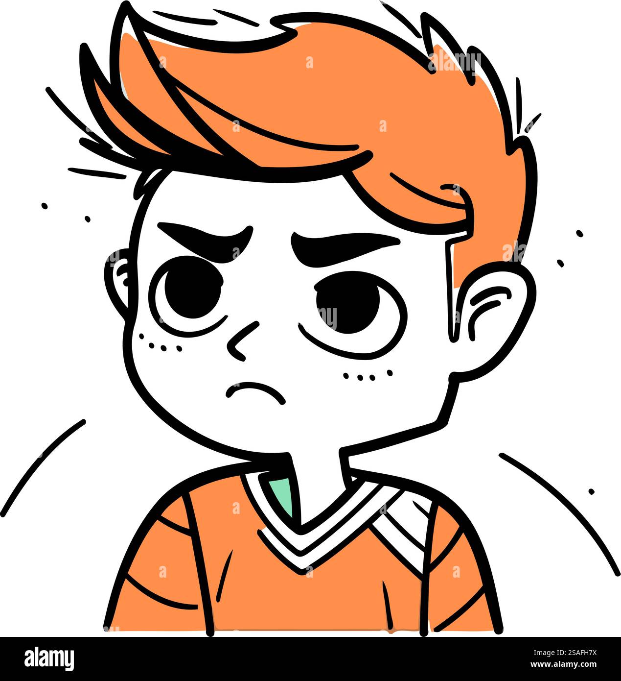 Angry cartoon boy. Vector illustration in doodle style Stock Vector ...