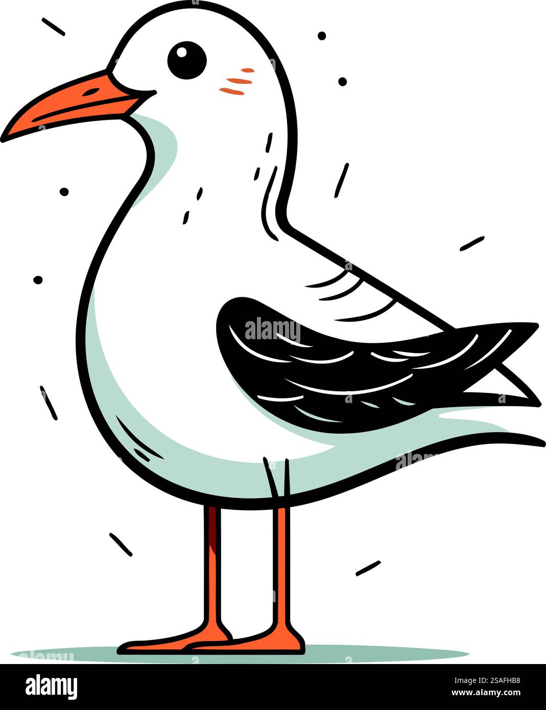 Cartoon seagull bird. Vector illustration of a seagull Stock Vector ...