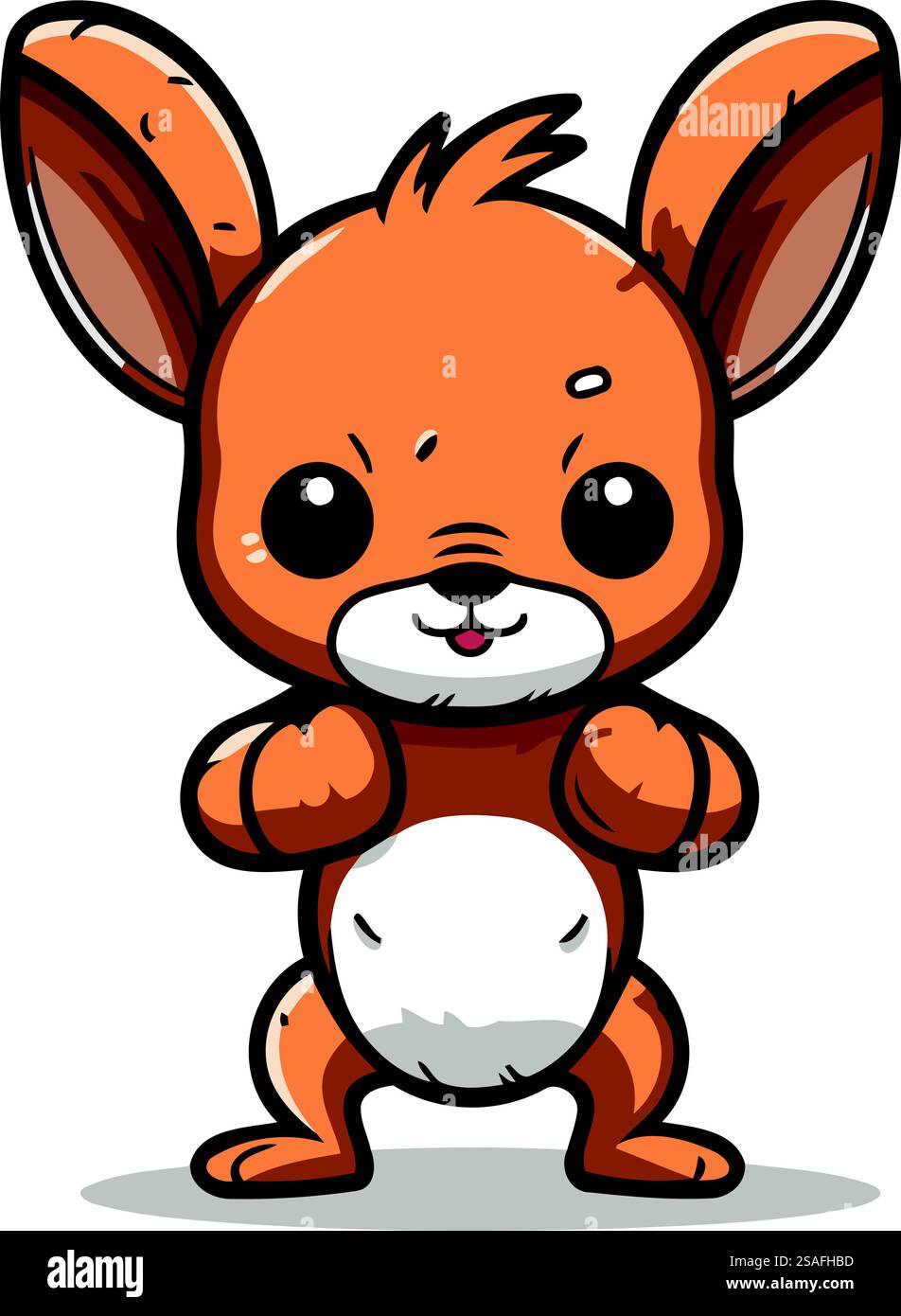 Rabbit cartoon character vector illustration. Cute bunny with big ball ...