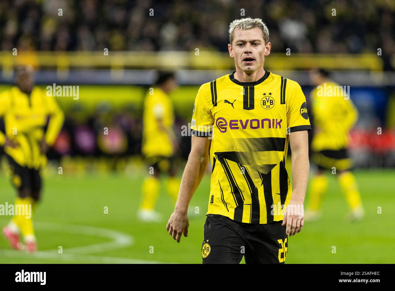 Dortmund, Deutschland. 29th Jan, 2025. Julian Ryerson (Borussia Dortmund, 26) UEFA Champions ...