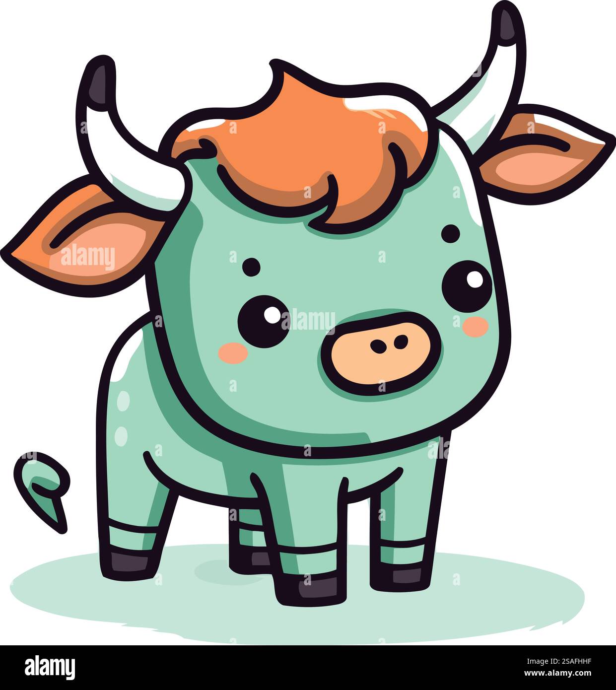 Cute cartoon cow. Vector illustration. Isolated on white background ...