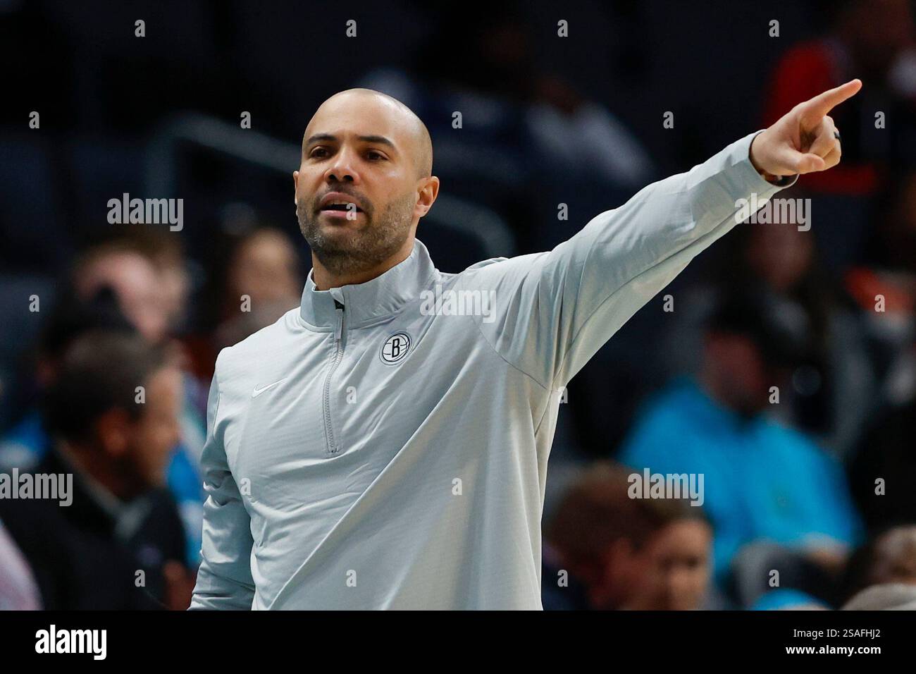 Brooklyn Nets head coach Jordi Fernandez directs his team against the ...