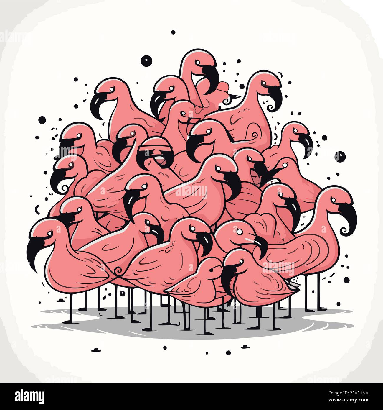 Flamingo. Vector illustration of a flock of flamingos Stock Vector ...