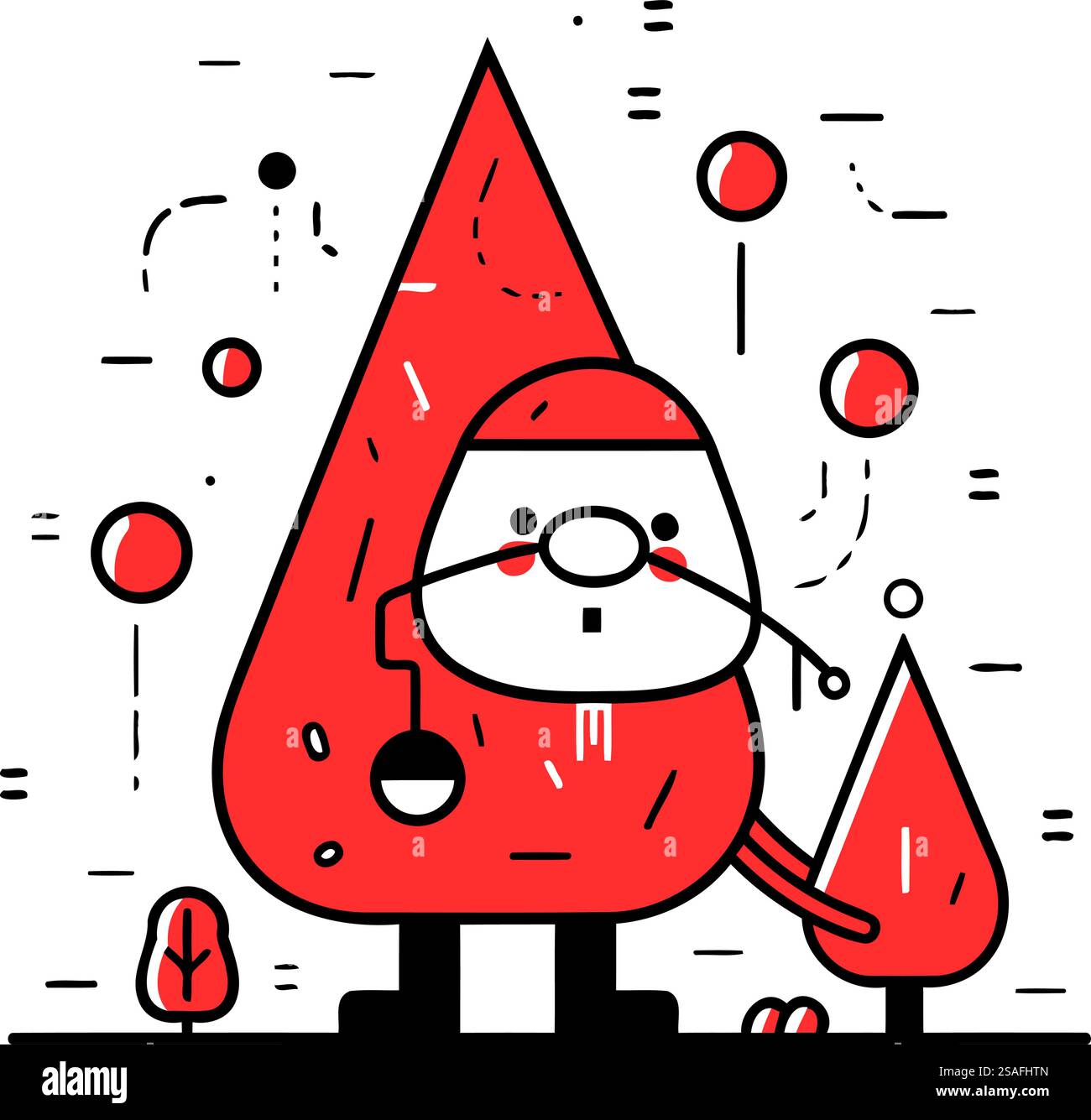 Cute snowman character. Vector illustration in flat line style Stock ...