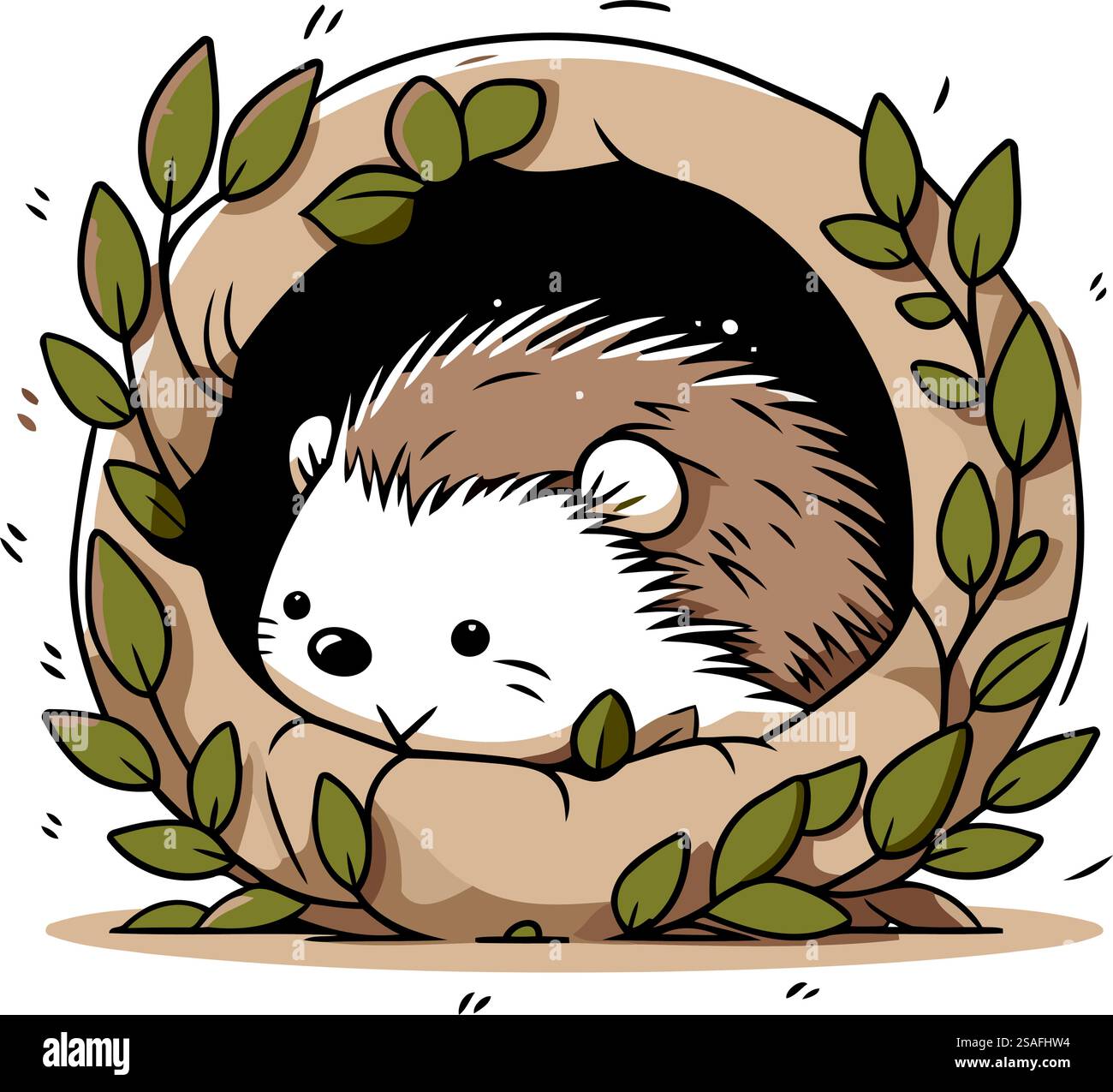 hedgehog in a wreath of leaves. Vector illustration Stock Vector Image ...