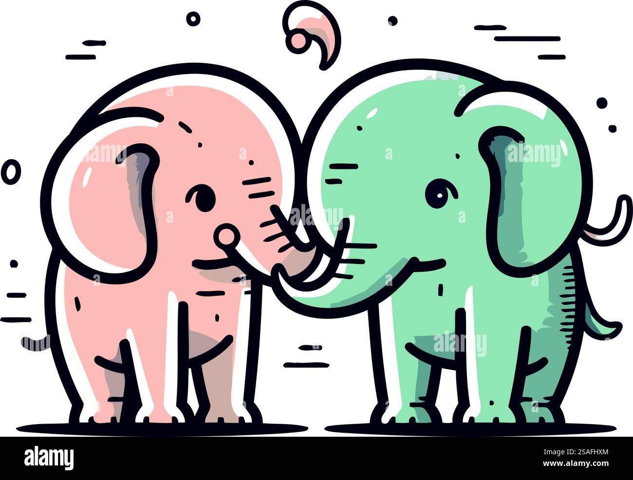 Cute elephant and elephant cartoon vector illustration. Cute elephant ...
