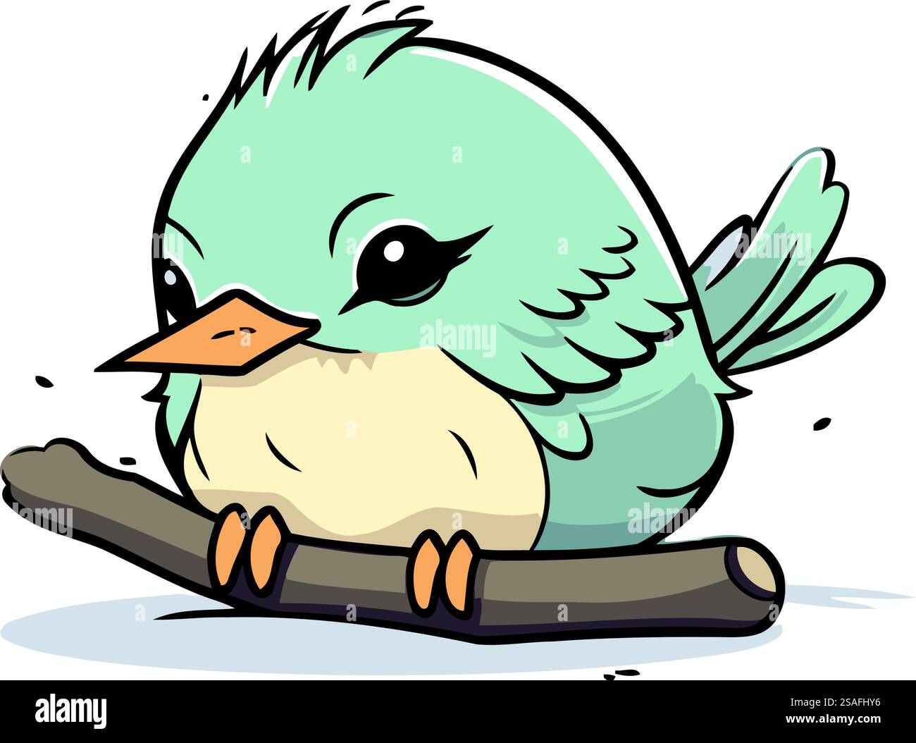 Cute blue bird sitting on a tree branch. Vector illustration Stock ...