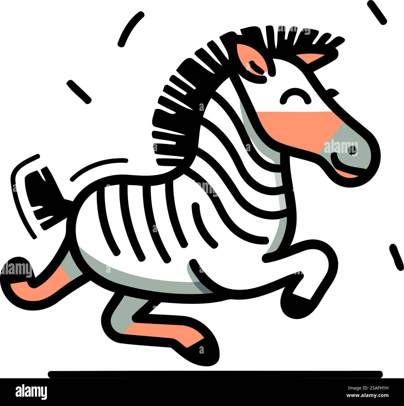 Running zebra icon. Cartoon illustration of running zebra vector icon ...