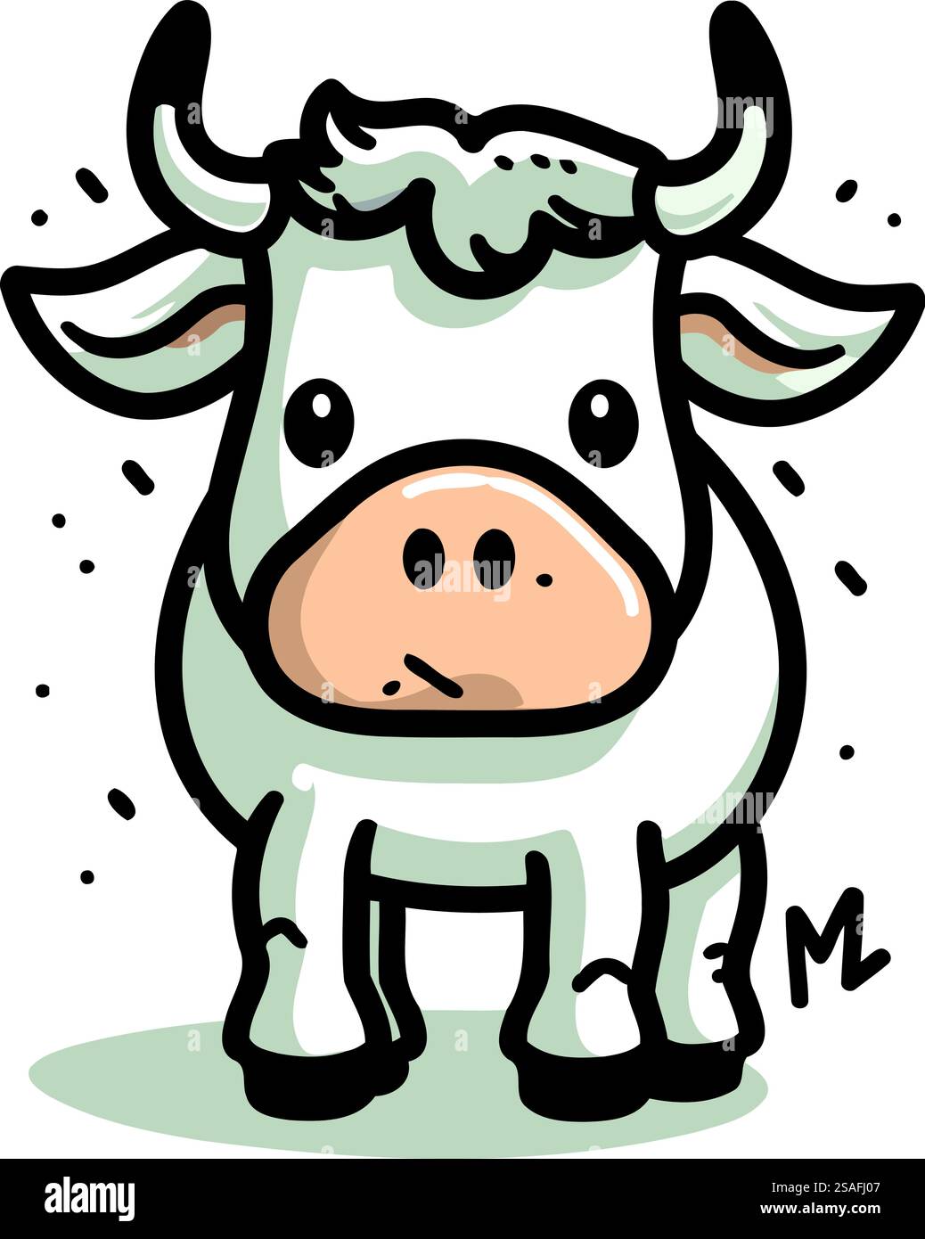 Cute Cartoon Cow Vector Illustration. Cute Farm Animal Character Stock ...