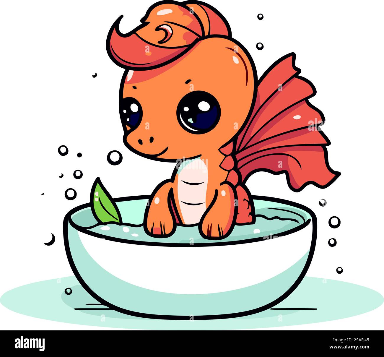 Cute cartoon goldfish in a bowl of water. Vector illustration Stock ...