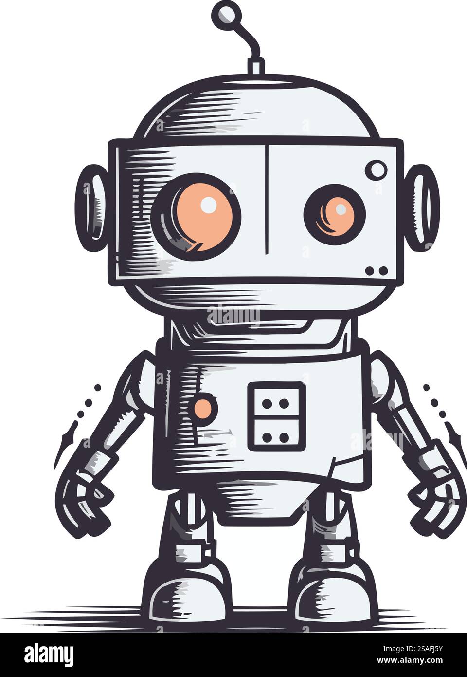 Cute cartoon robot. Vector illustration isolated on a white background ...