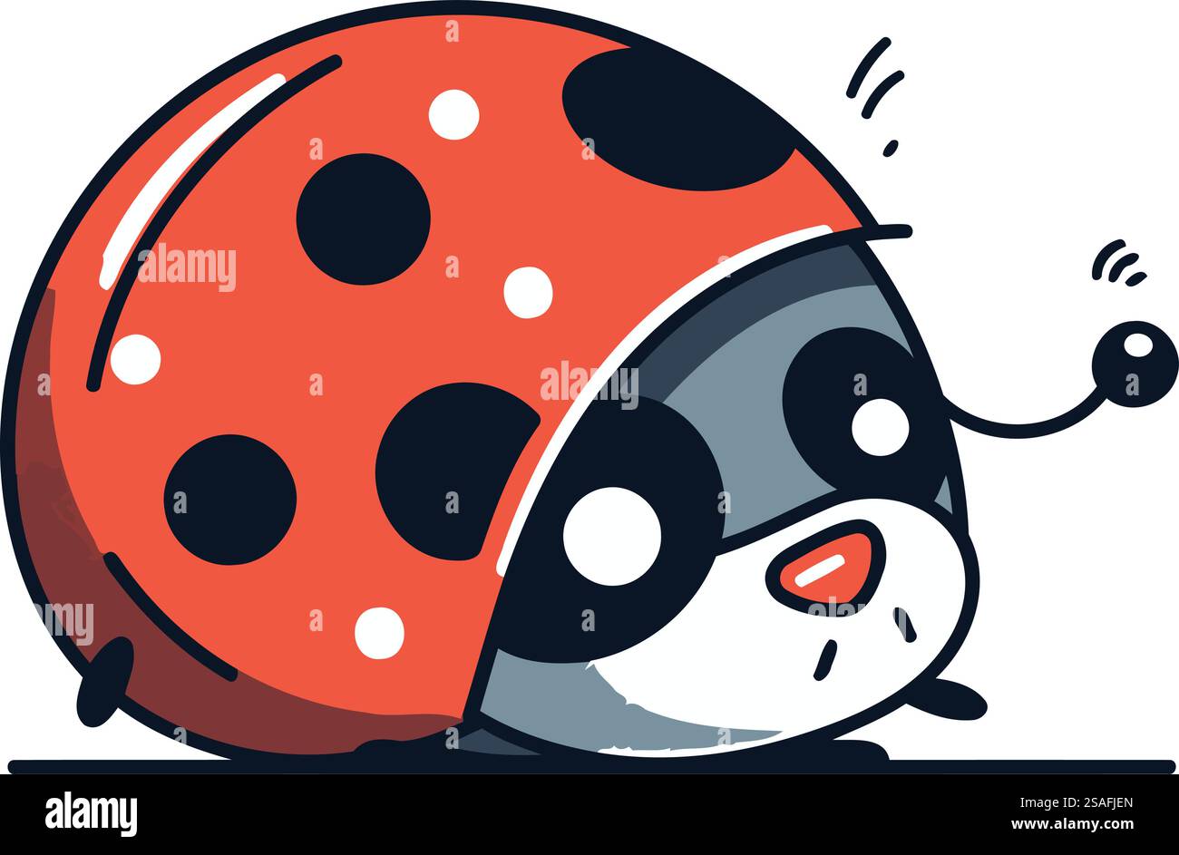 Cartoon ladybug isolated on white background. Cute vector illustration ...