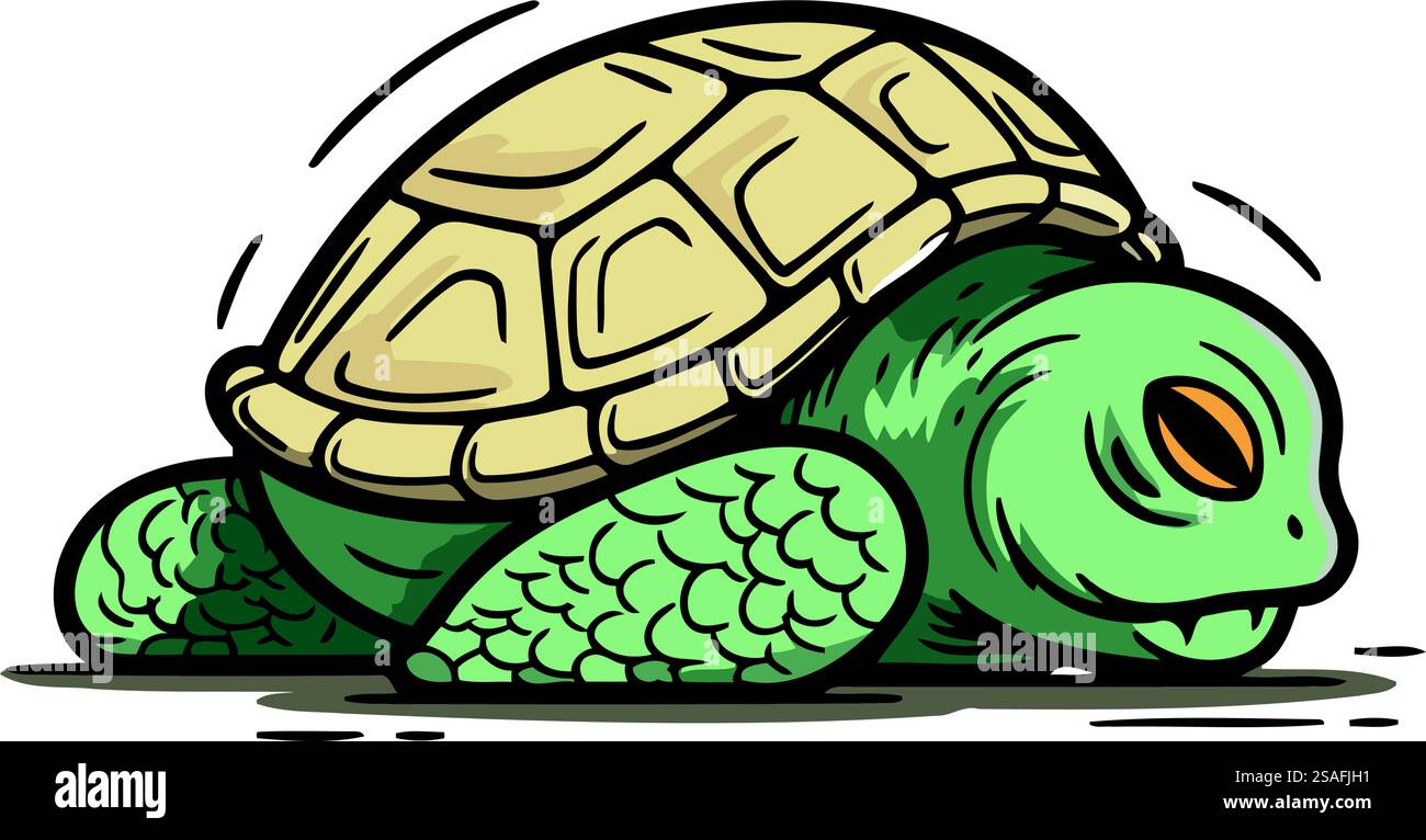 Turtle cartoon vector illustration. Isolated on a white background ...