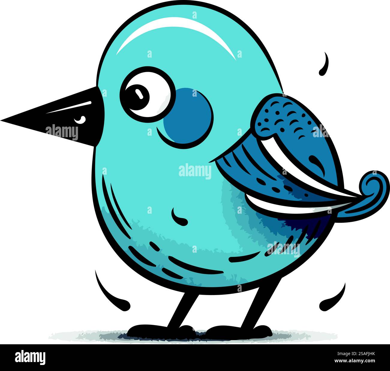 Cute cartoon blue bird with a long mustache. Vector illustration Stock ...