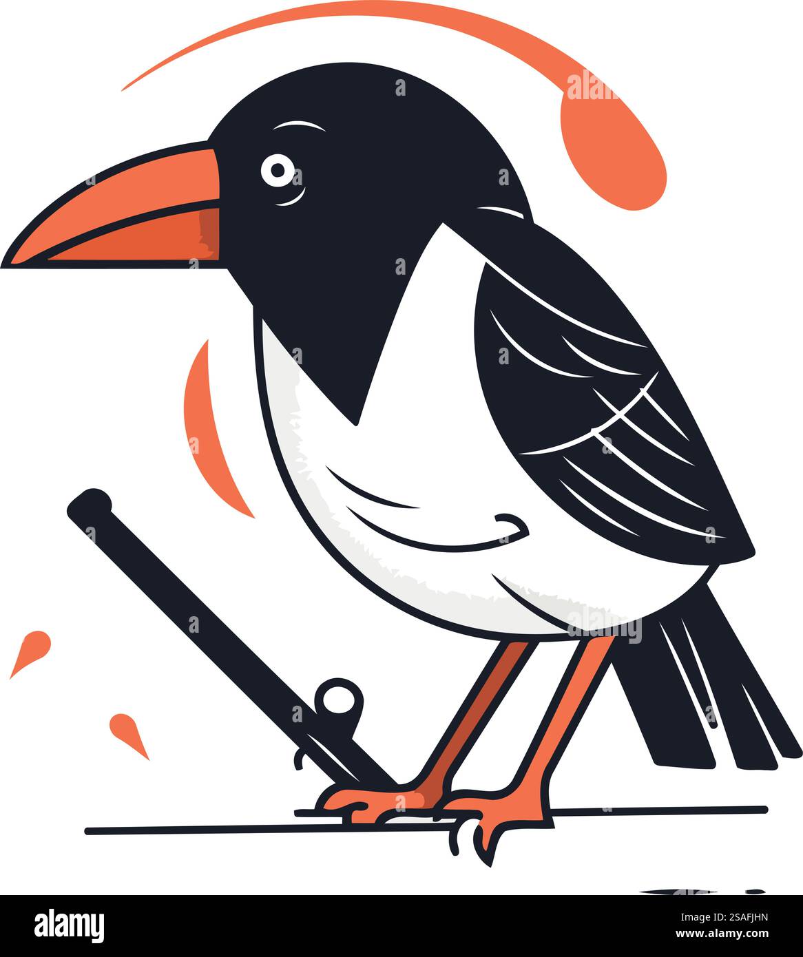 Crow with a baseball bat. Vector illustration in flat style Stock ...