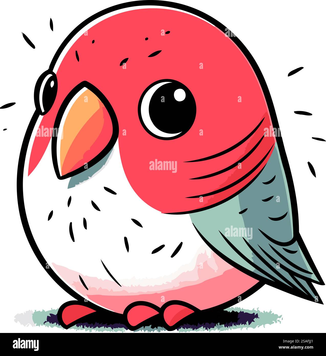 Illustration of a cute red bird on a white background. vector ...