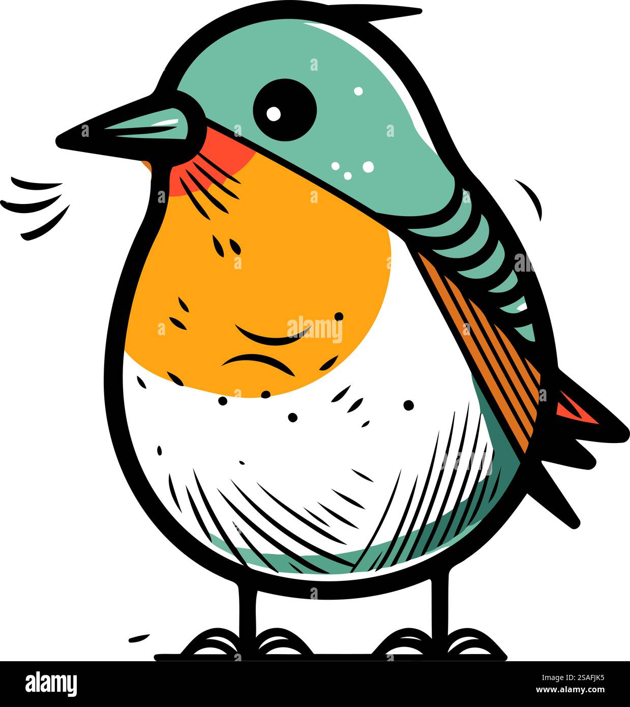 Funny cartoon bird. Vector illustration isolated on a white background ...