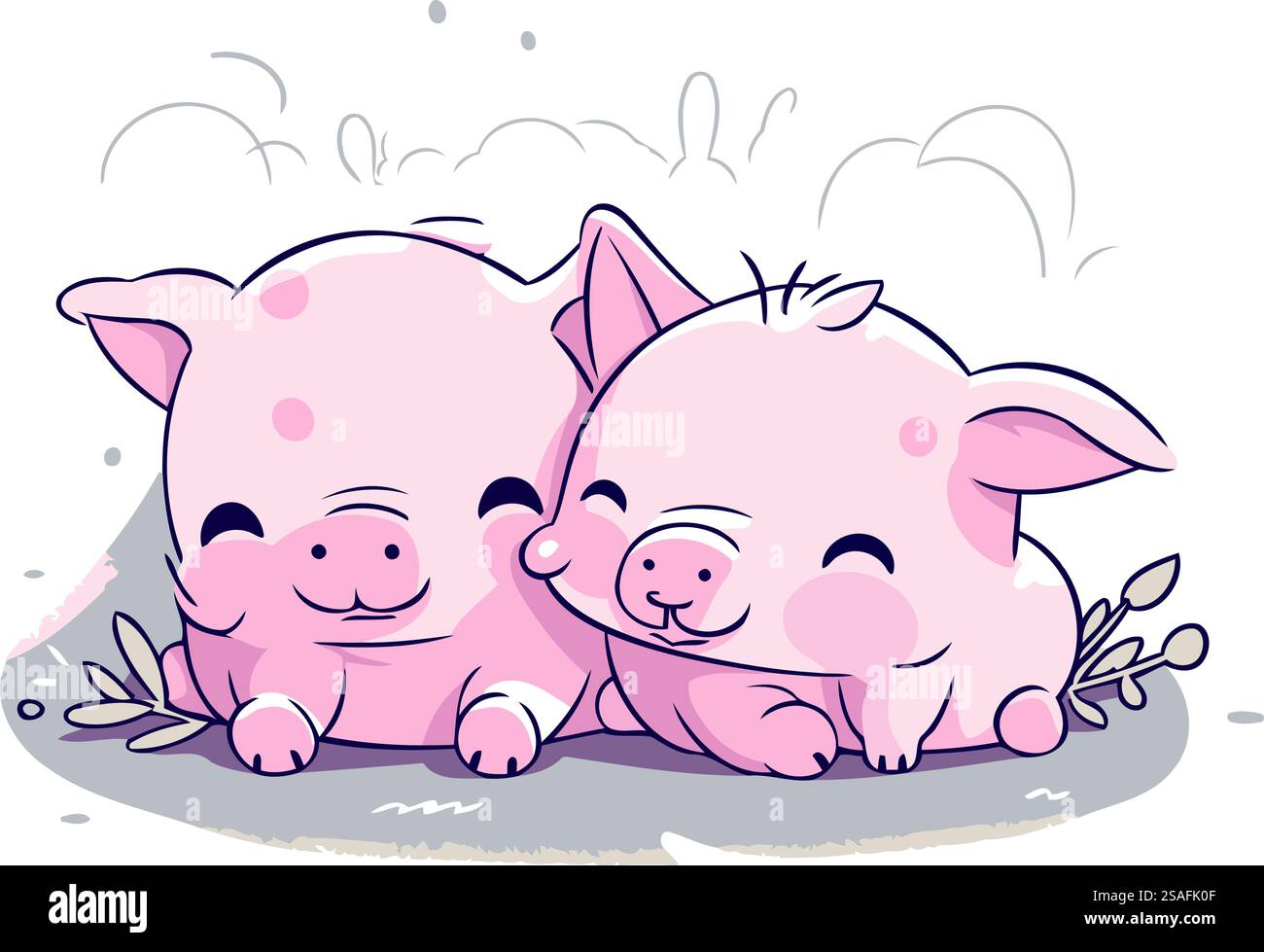 Cute pig family. Vector illustration of a piglet family Stock Vector ...