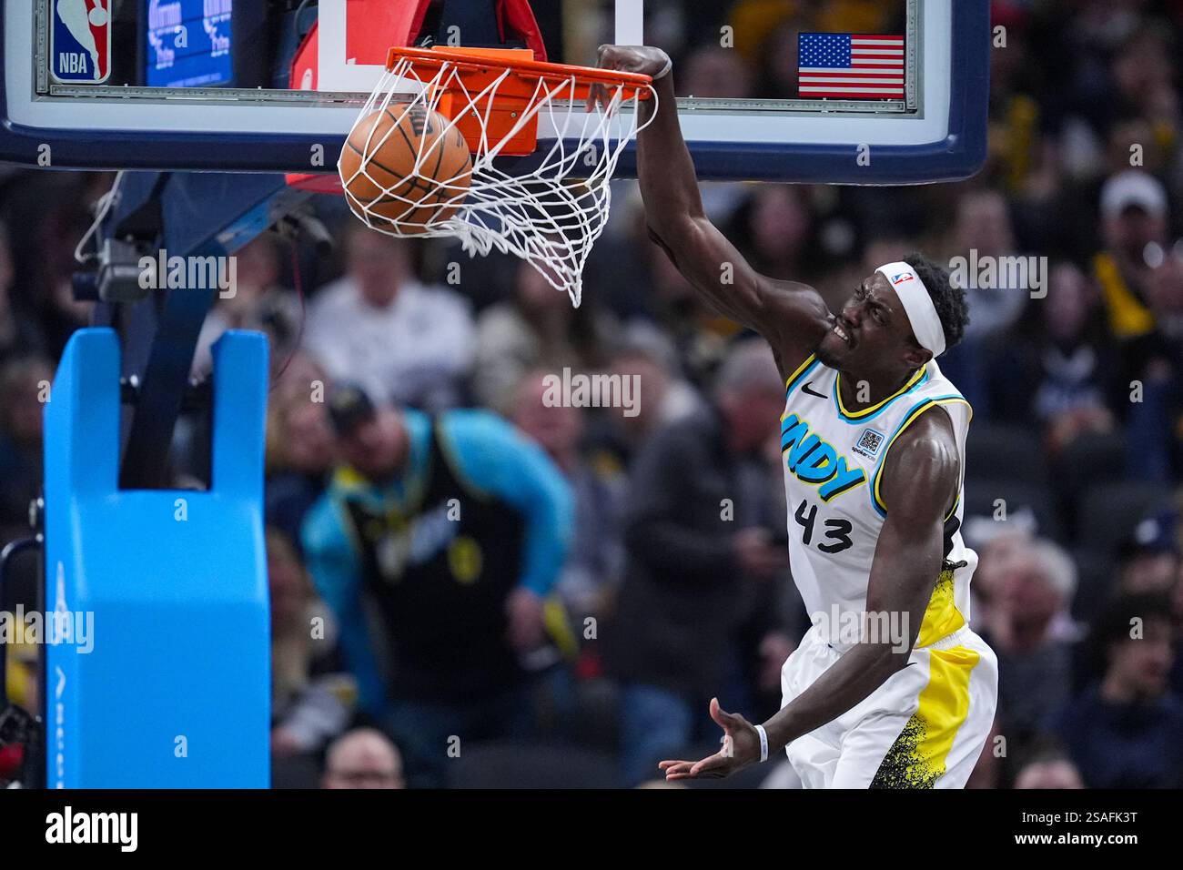 Indiana Pacers forward Pascal Siakam (43) gets a basket on a dunk ...