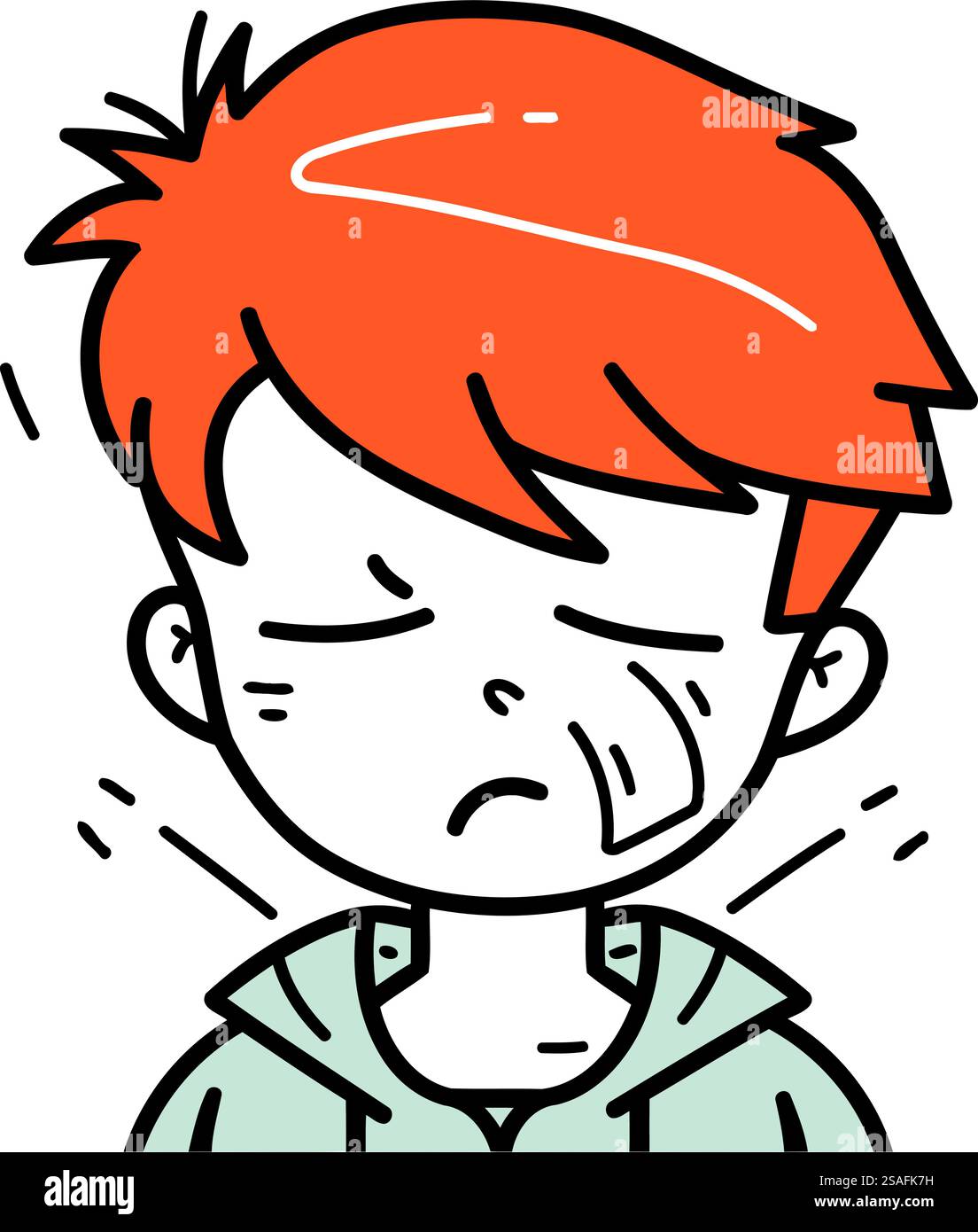 Illustration of a boy having a painful expression on his face Stock ...