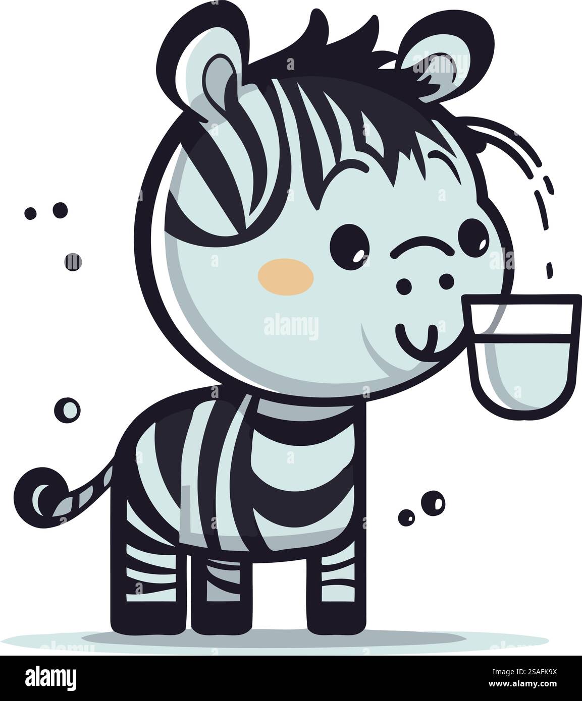 Zebra drinking milk. Cute cartoon character. Vector illustration Stock ...