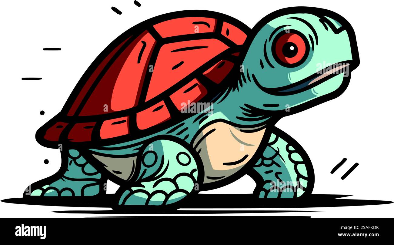 Cartoon turtle. Vector illustration. Isolated on white background Stock ...