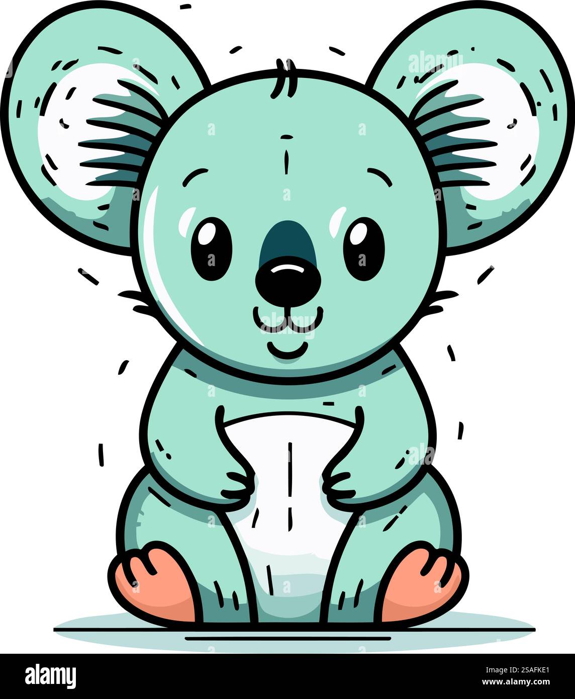 Cute cartoon koala sitting on the ground. Vector illustration Stock ...