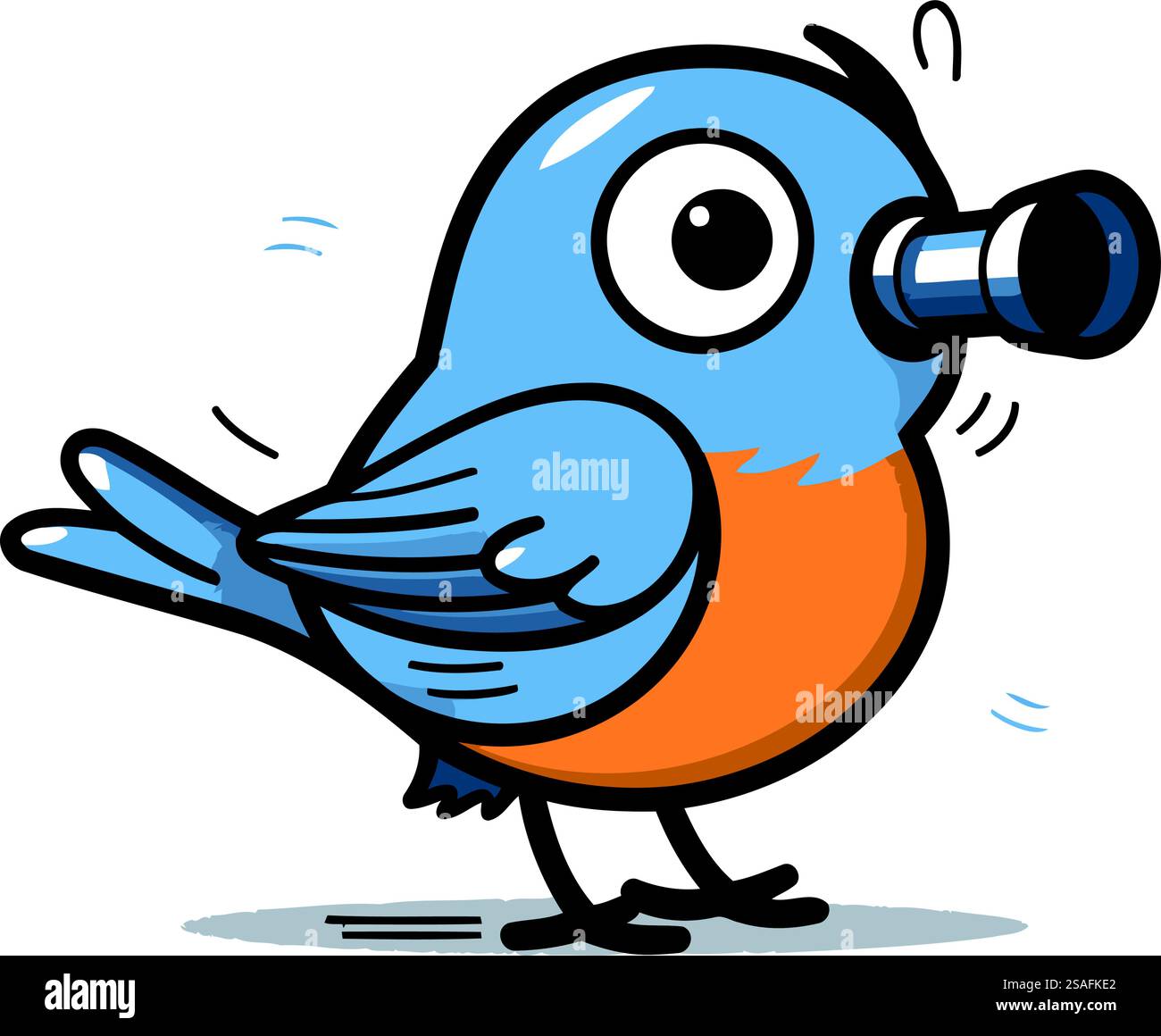 Cartoon Blue Bird with Binoculars. Vector Illustration Stock Vector ...