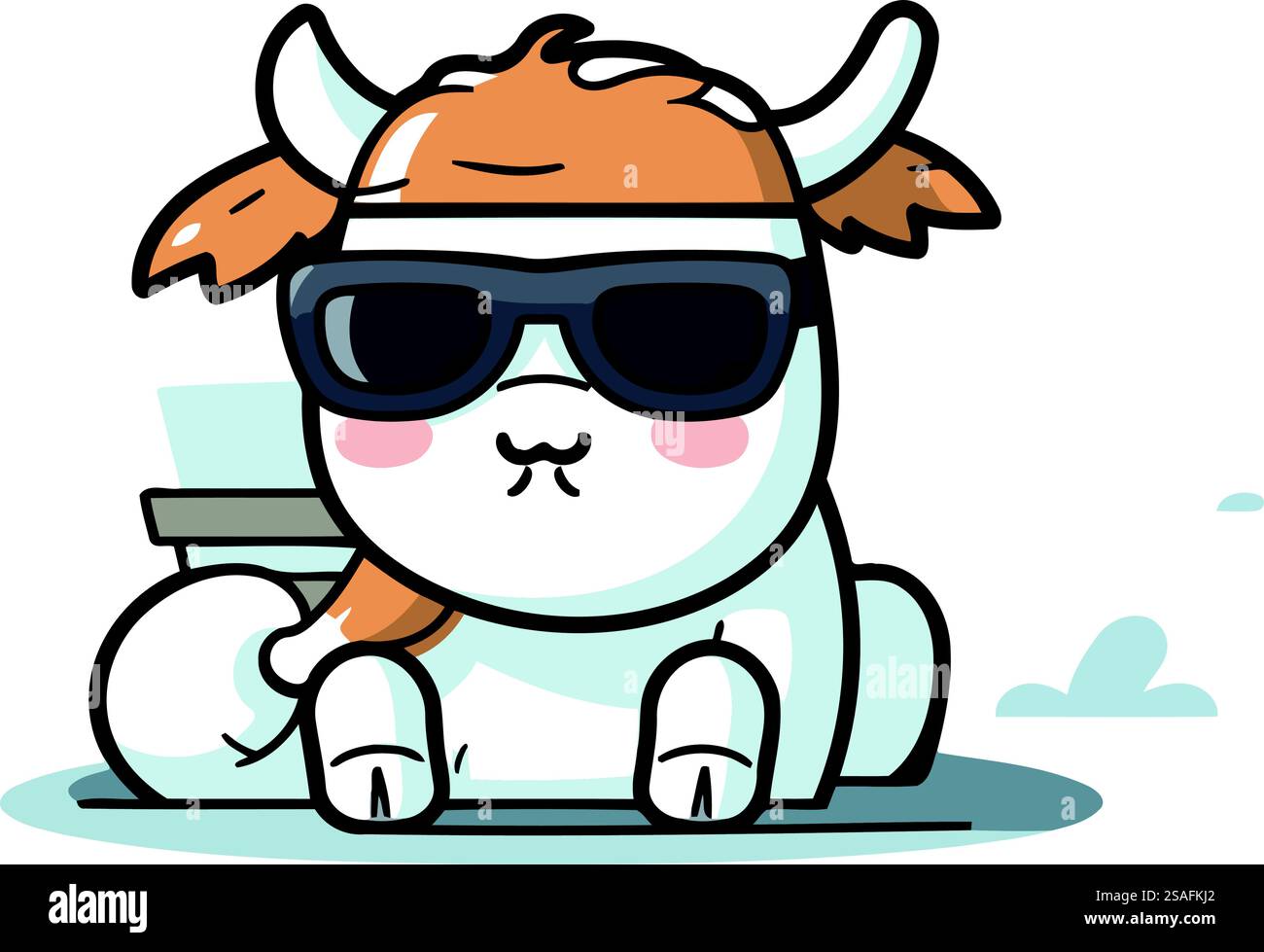 Cute Cartoon Cow Character with Sunglasses. Vector Illustration Stock ...