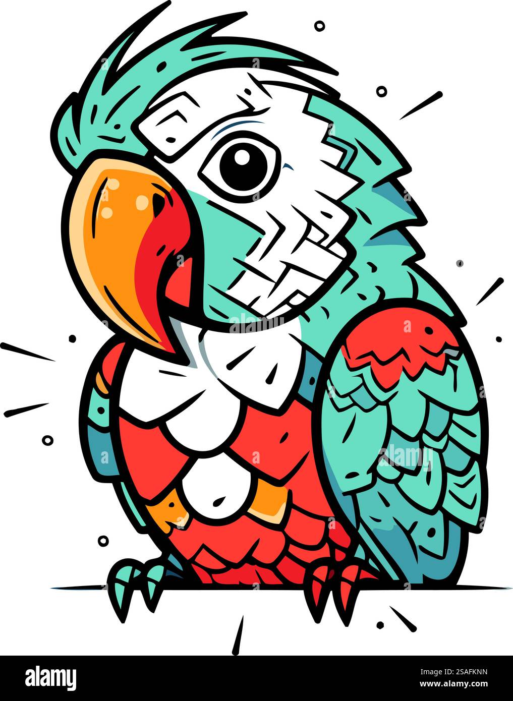 Parrot. Hand drawn vector illustration. Isolated on white background ...