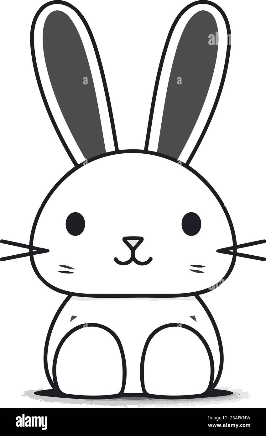cute rabbit animal cartoon vector illustration graphic design in black ...