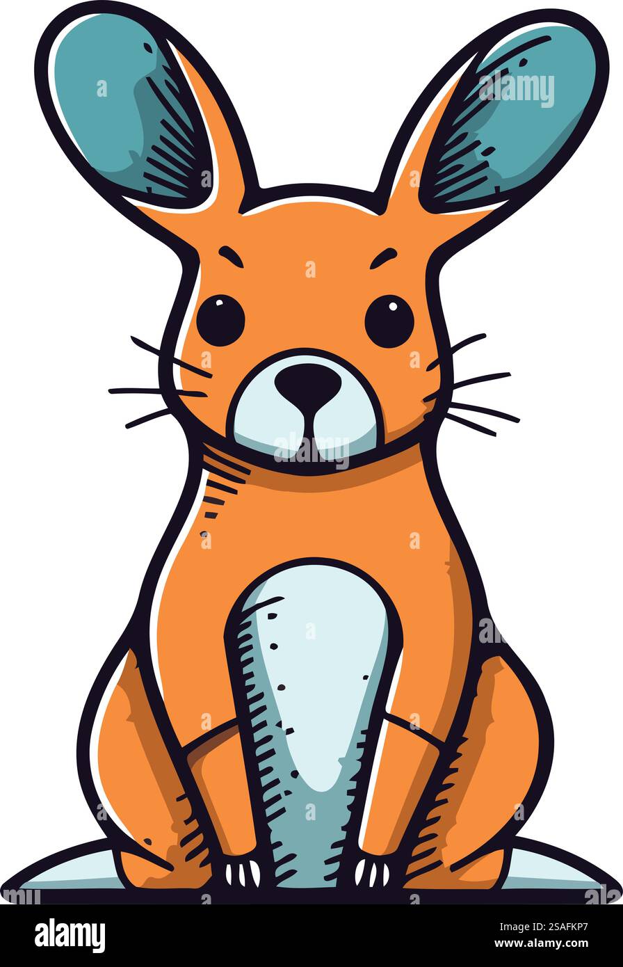 Cute cartoon kangaroo. Vector illustration of a cute rabbit Stock ...