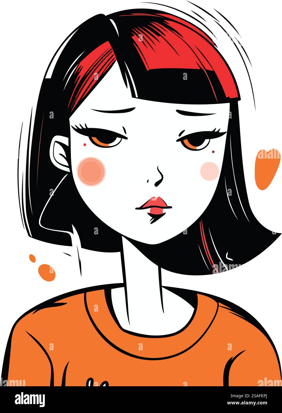 Vector illustration of a girl with red hair in a flat style Stock ...