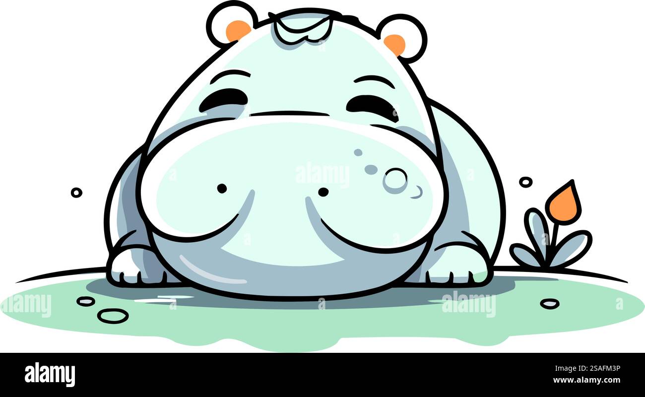 Hippopotamus. Cute cartoon animal. Vector illustration Stock Vector ...