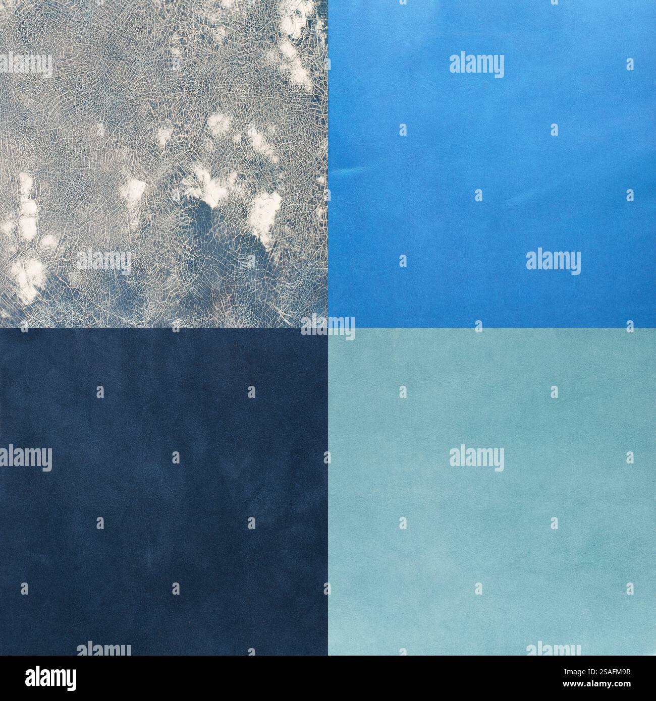 Set of blue leather samples, texture background Stock Photo - Alamy