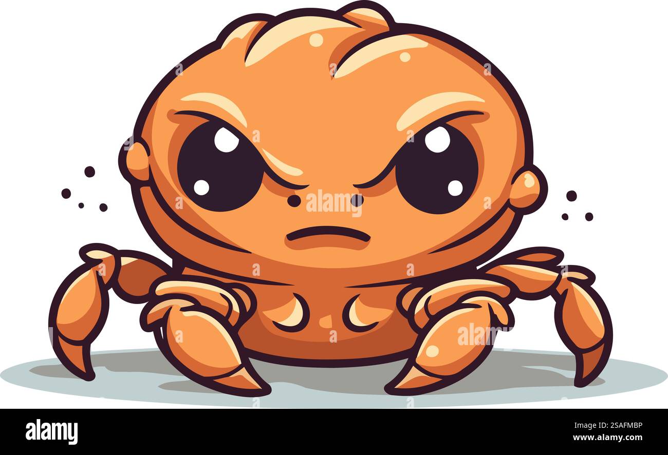 Cute cartoon crab character. Vector illustration isolated on white ...