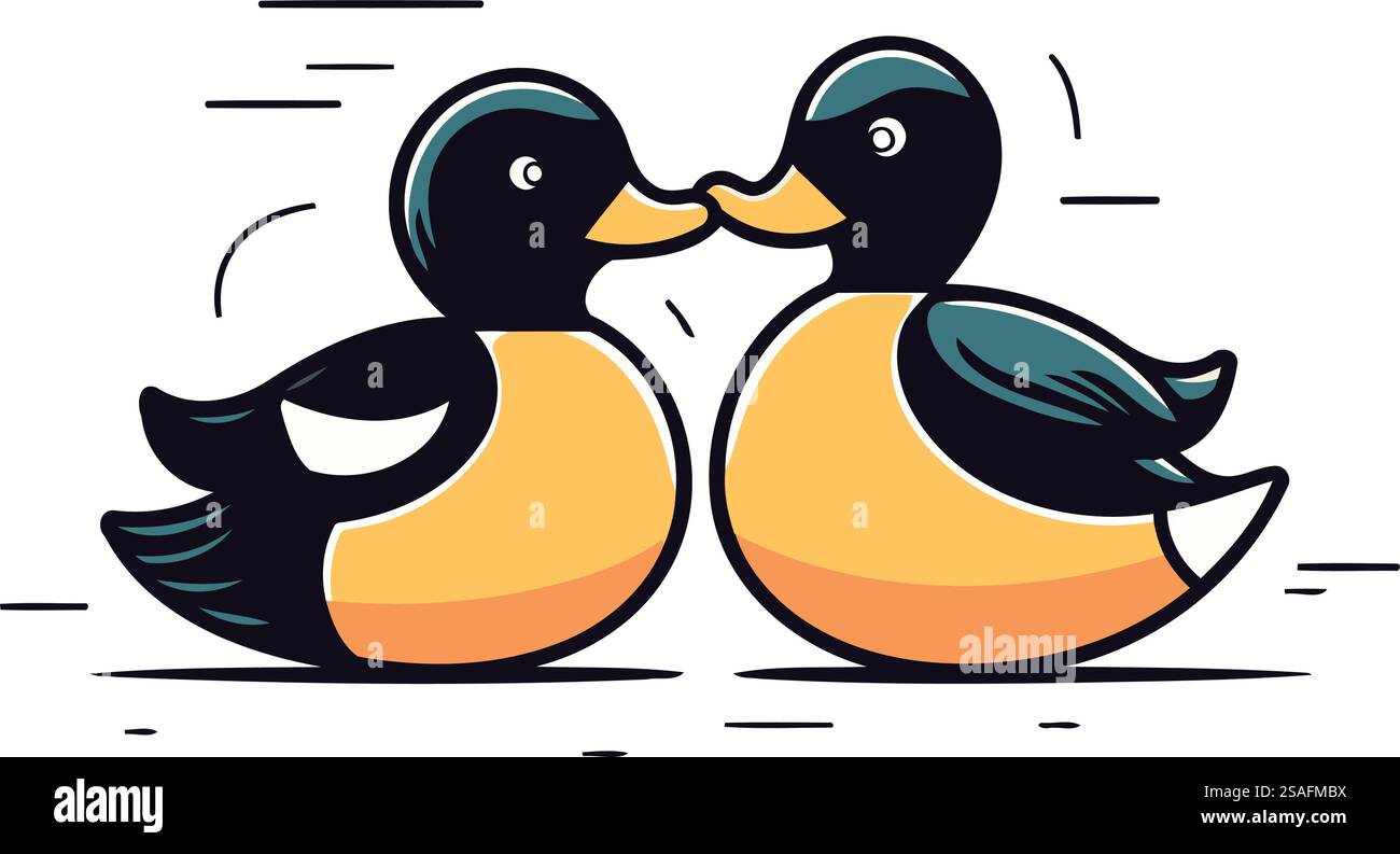 Vector illustration of two ducks. Isolated on a white background Stock ...