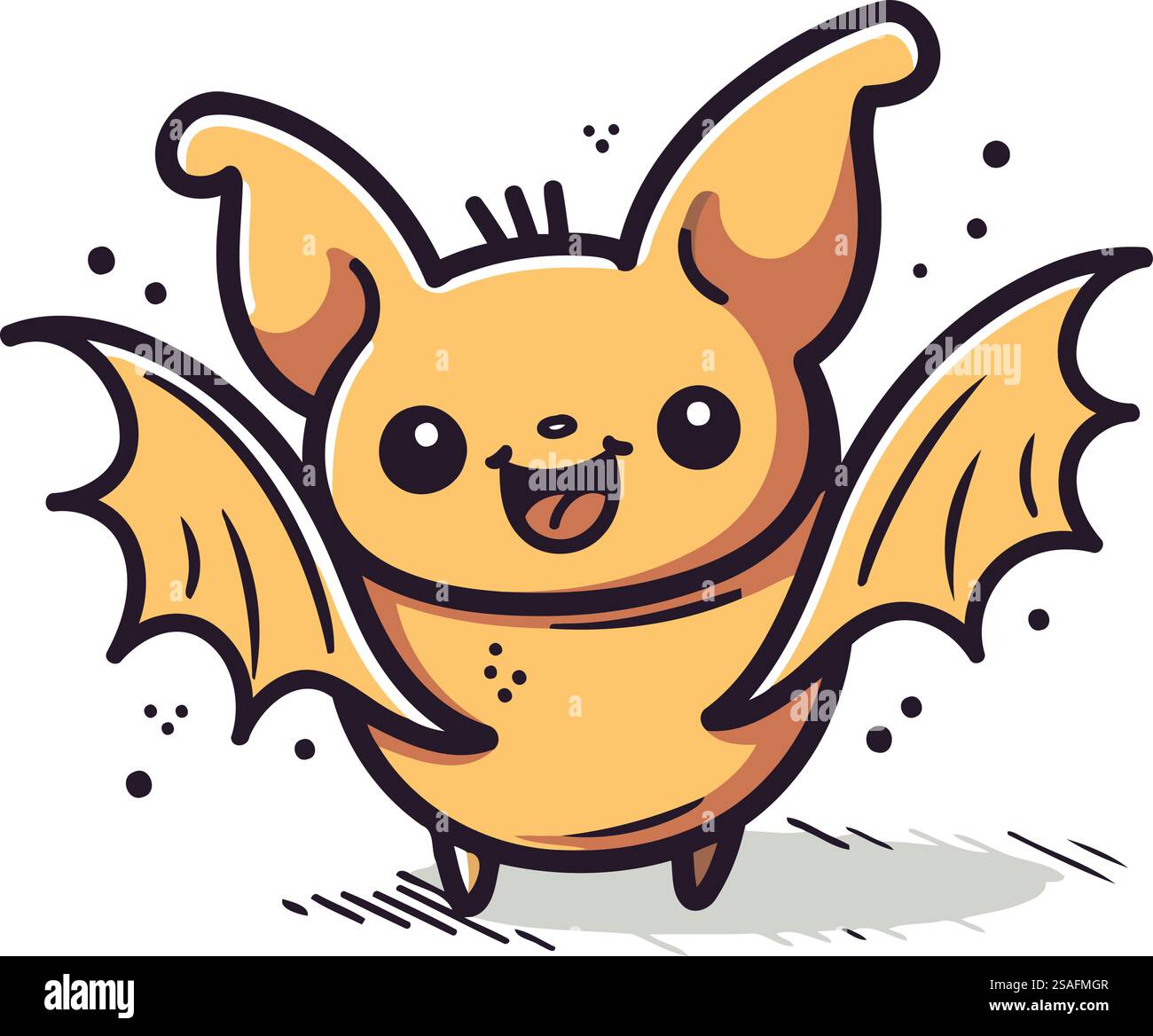 Cute cartoon flying bat. Vector illustration isolated on white ...