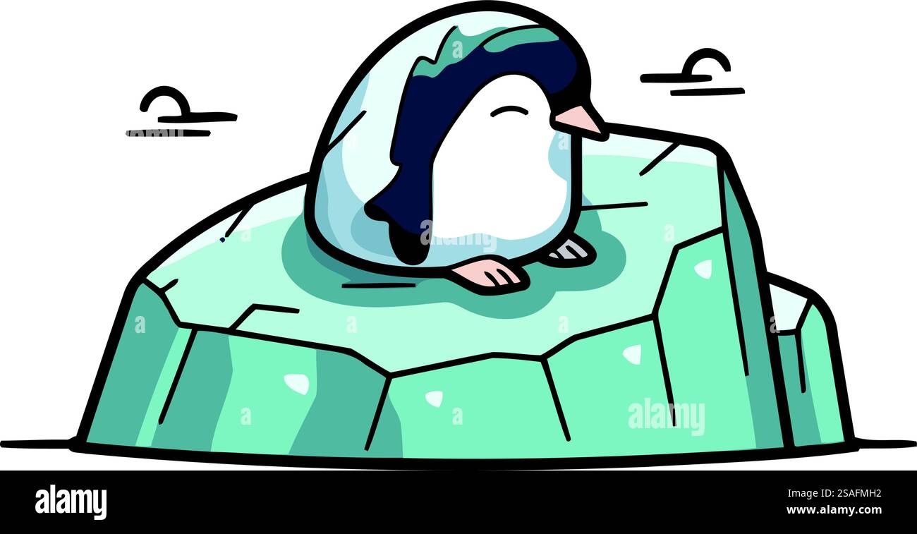 Cute penguin on iceberg. Vector illustration in cartoon style Stock ...