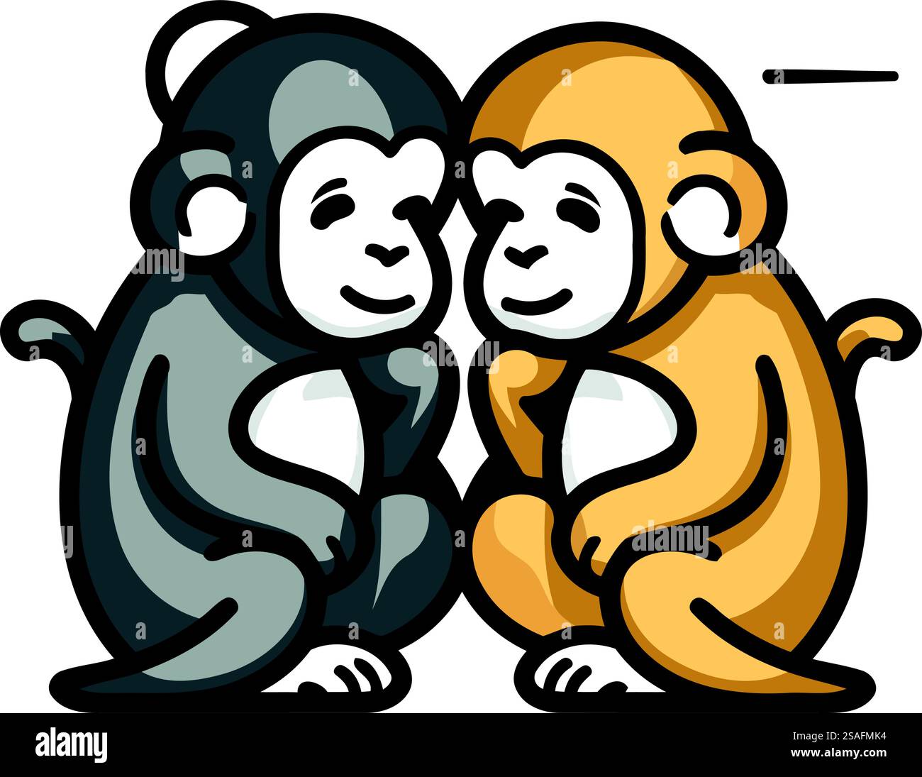 Monkey family cartoon vector illustration. Cute monkey family icon ...