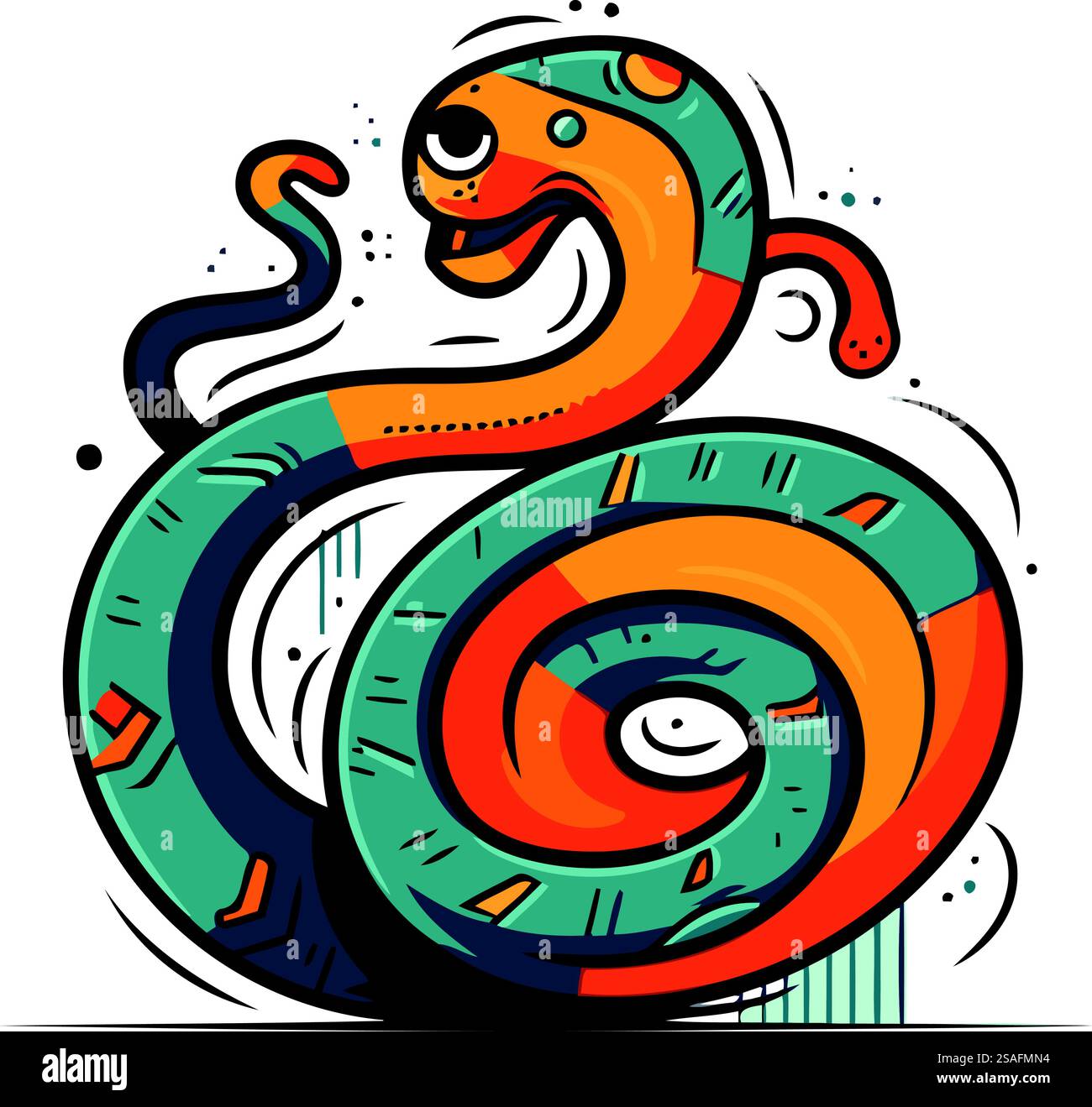 Cartoon snake. Colored vector illustration. Isolated on white ...