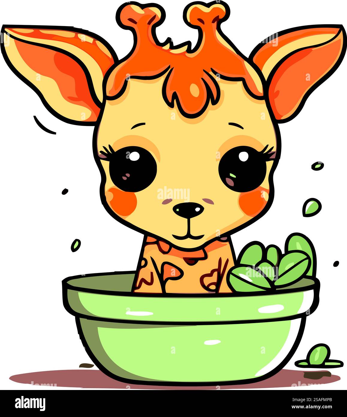 Cute baby giraffe in a bath with water. Vector illustration Stock ...