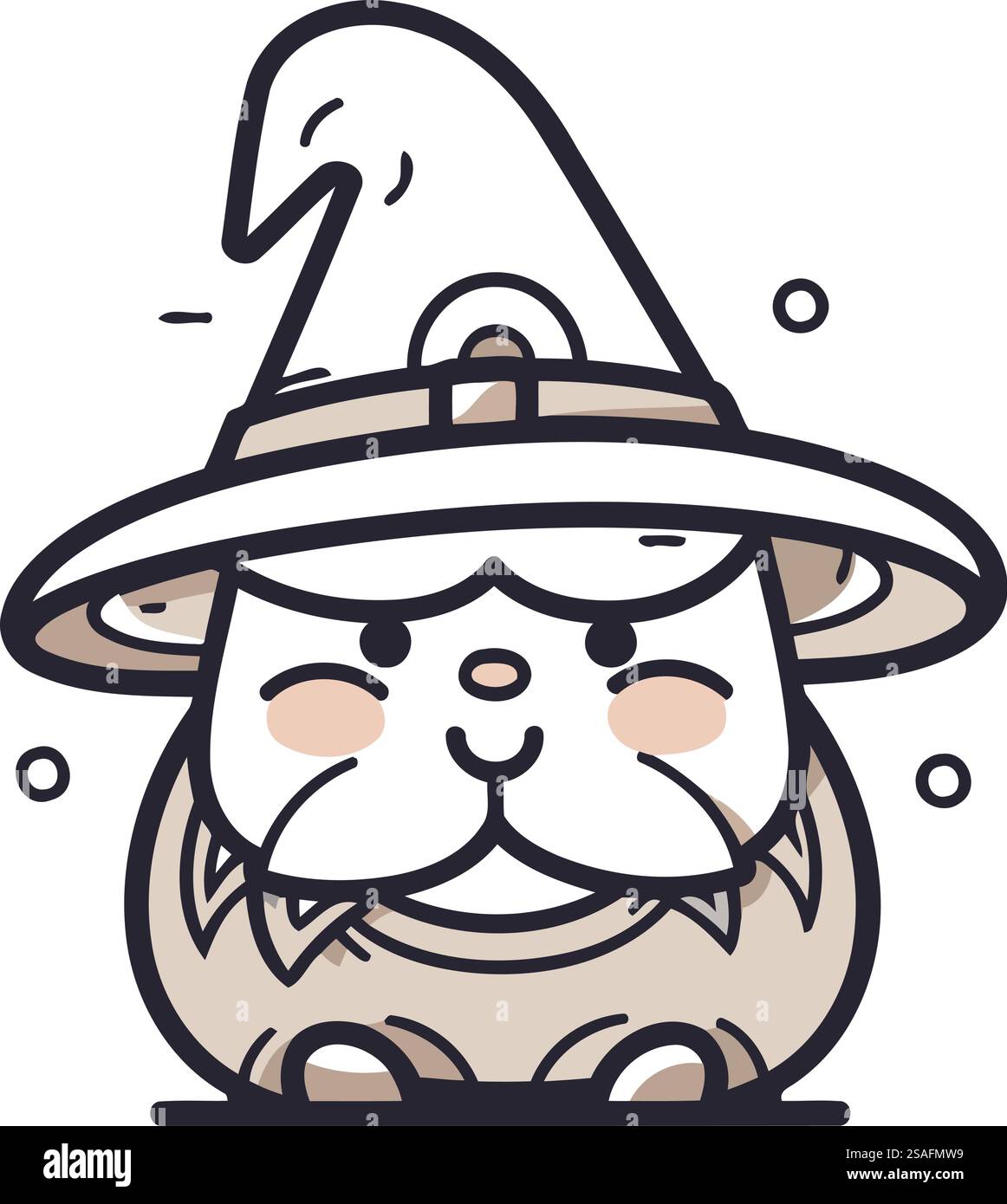 Vector illustration of cute cartoon hamster in a hat and a witch ...