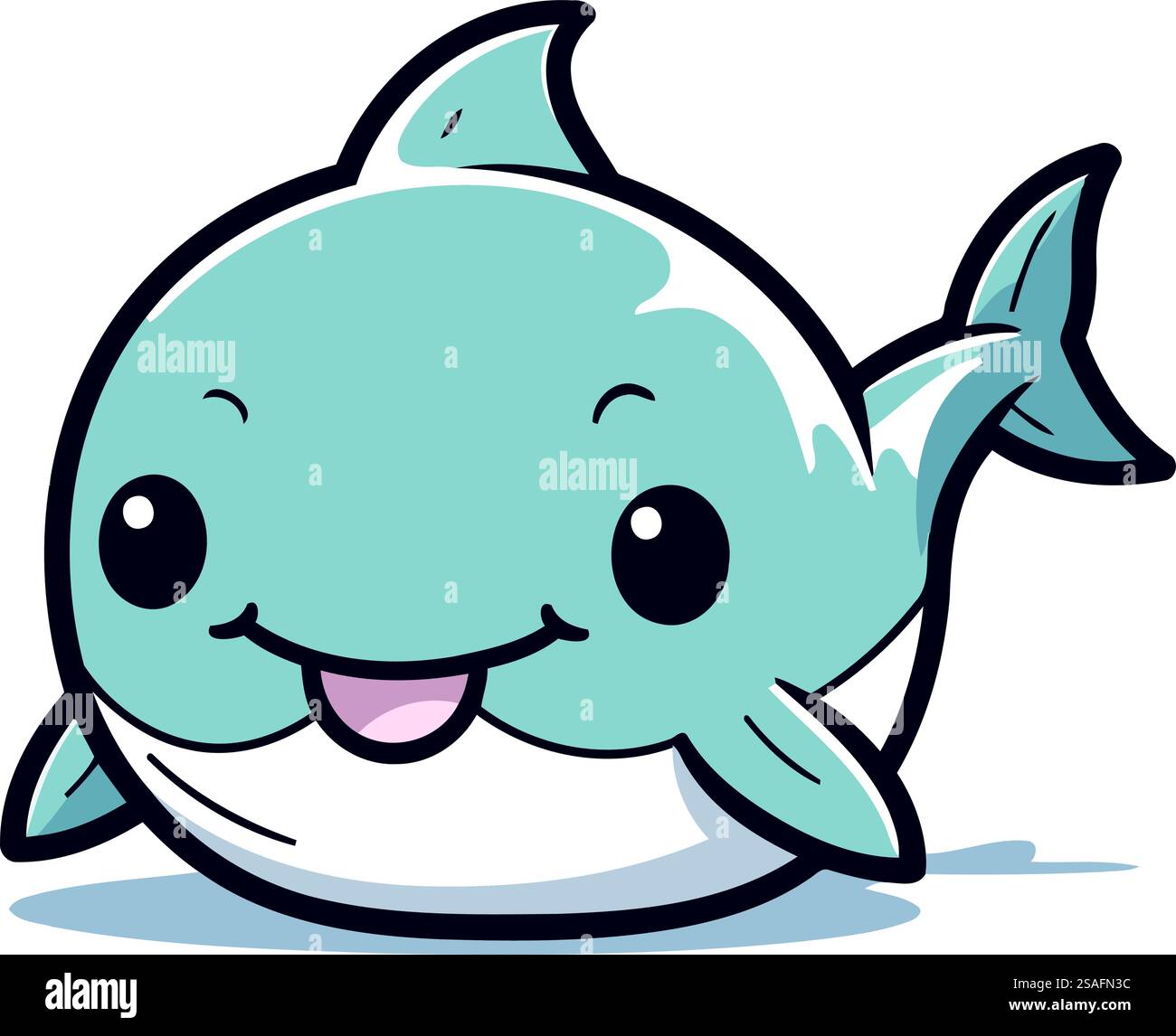 Smiling shark character cartoon. Vector illustration. Isolated on white ...