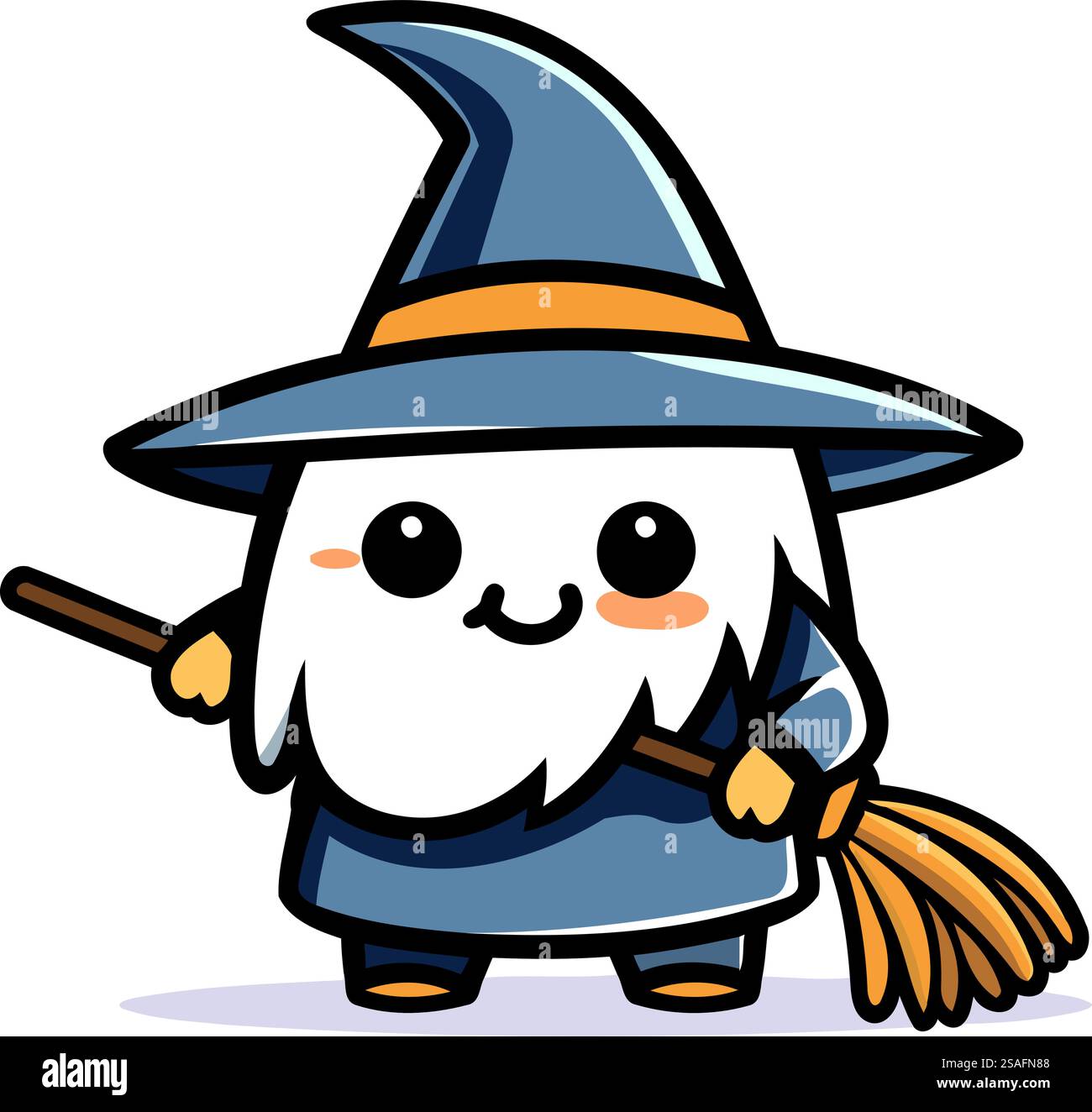 Witch Mascot Character with Broomstick Vector Illustration Stock Vector ...