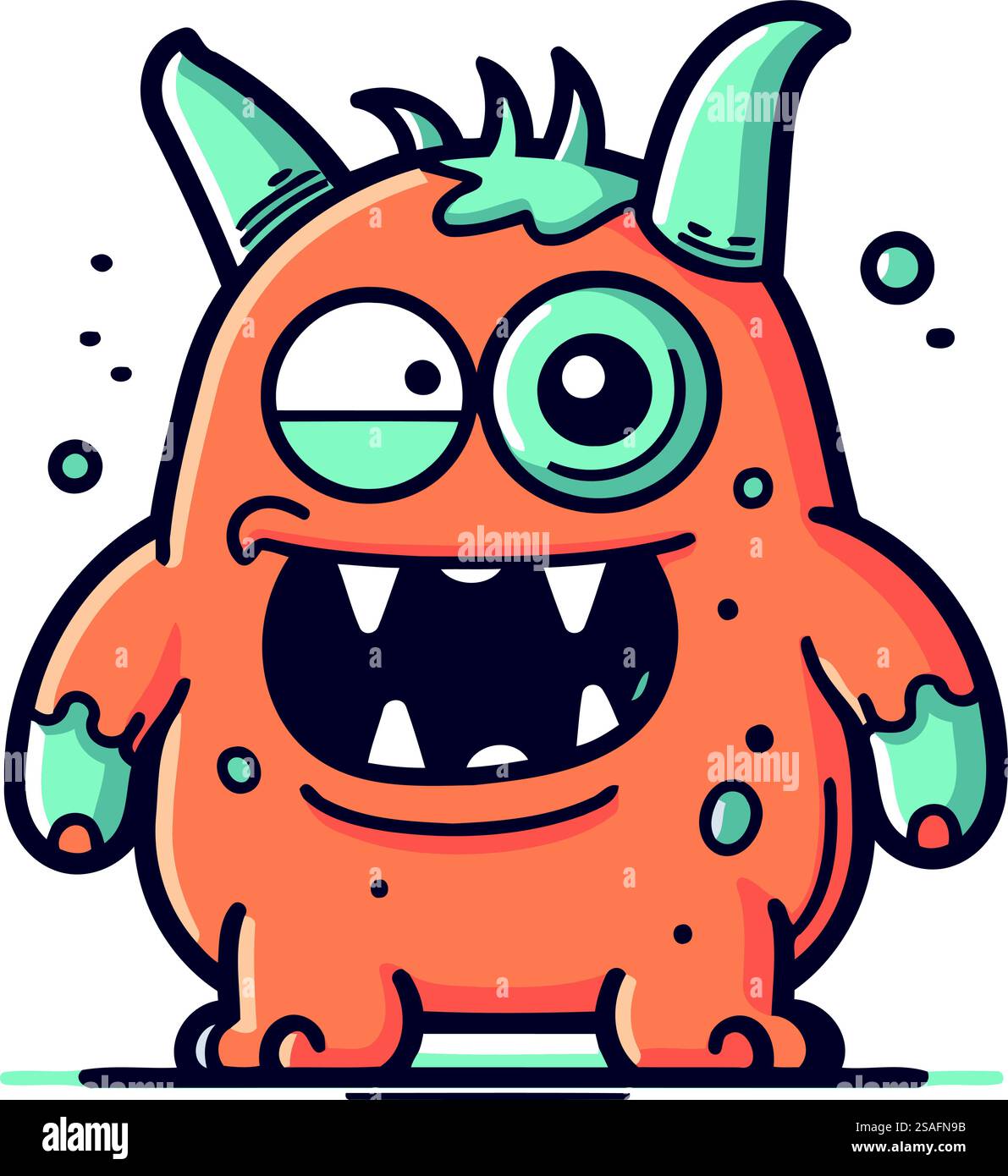 Funny cartoon monster character. Vector illustration of funny monster ...