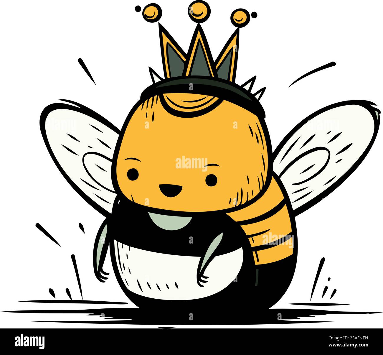 Cute cartoon bee with a crown on his head. Vector illustration Stock ...