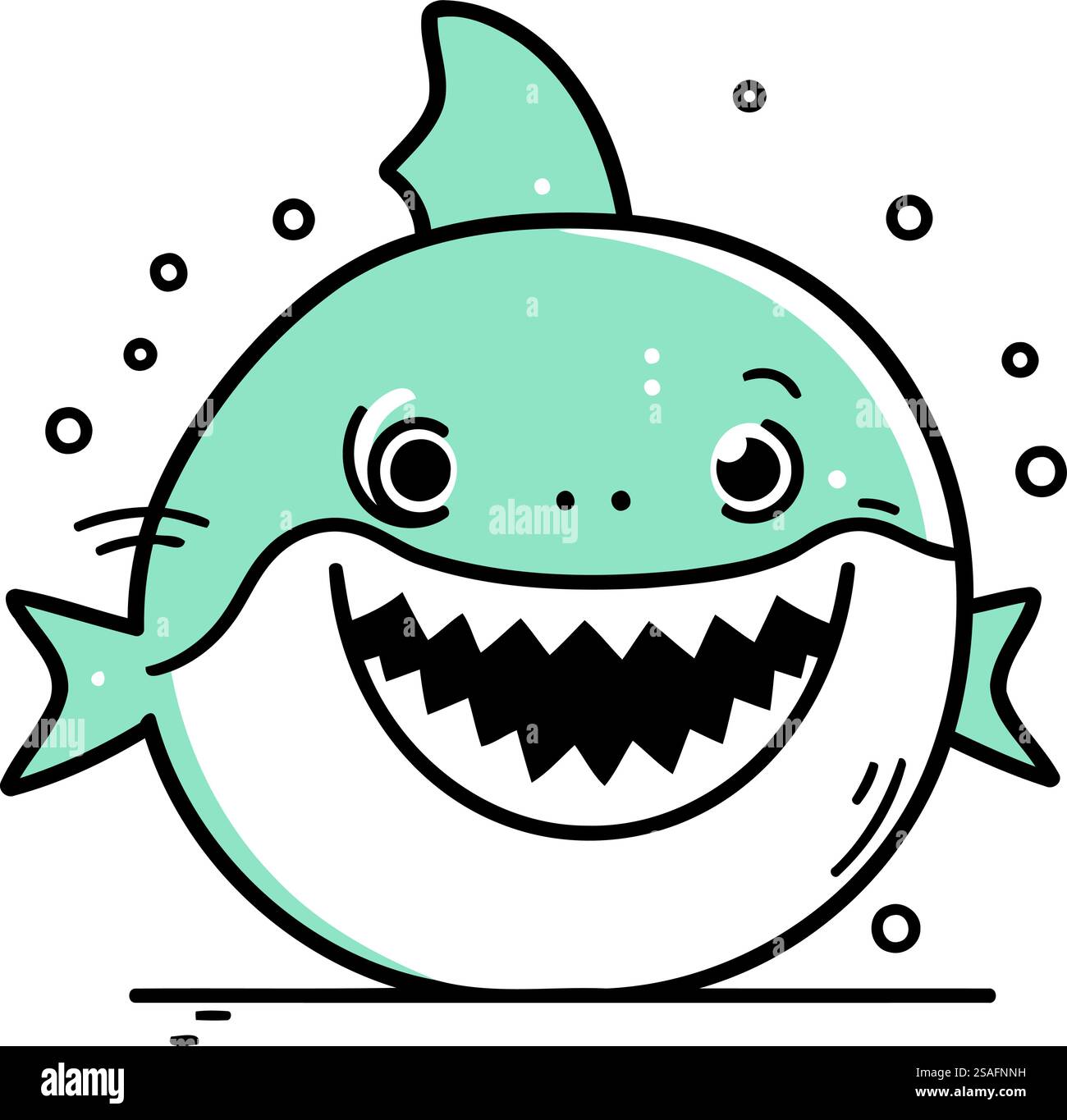 Cute cartoon shark. Vector illustration of a cute smiling shark Stock ...