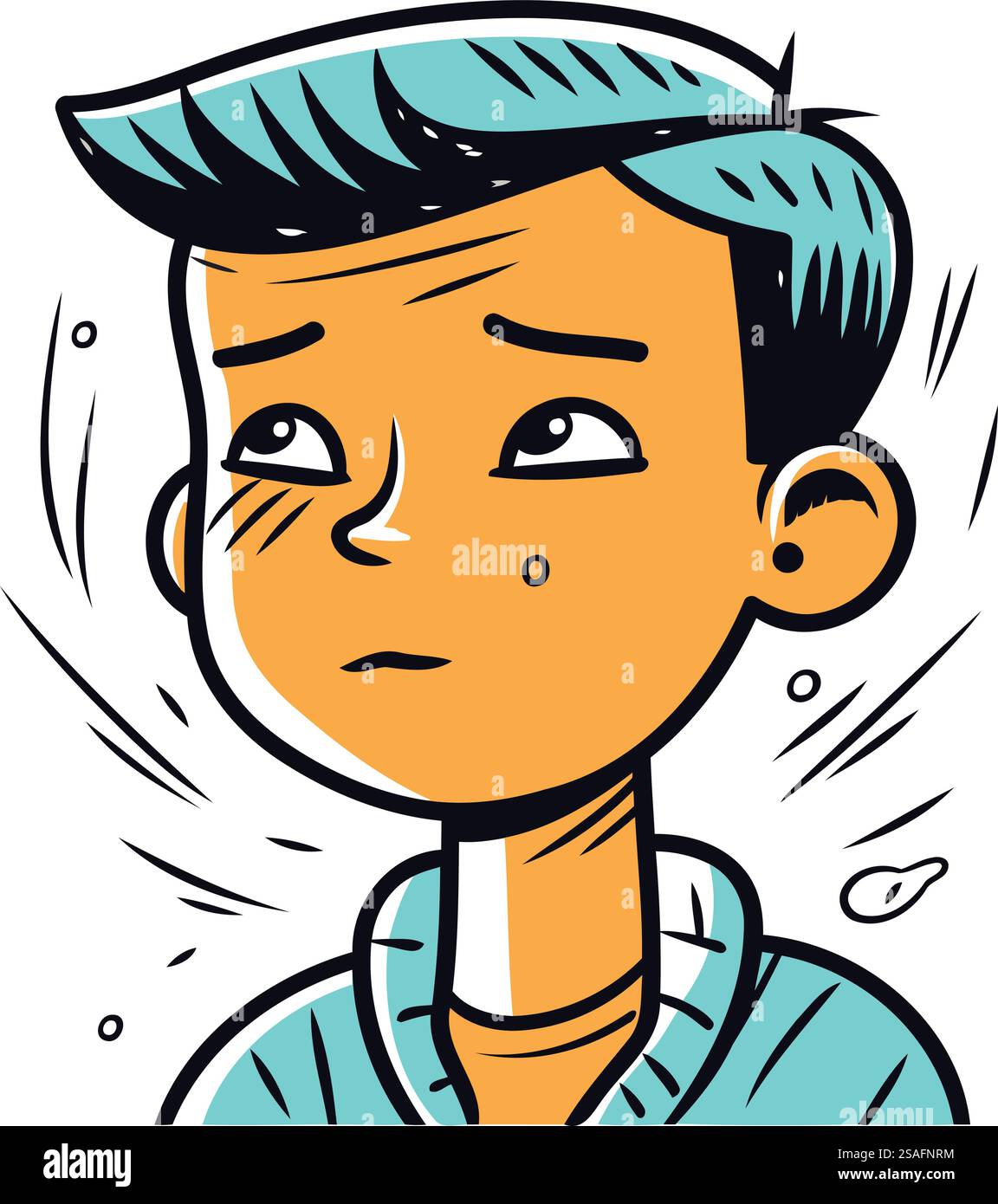 Young man suffering from severe depression. Vector illustration in ...